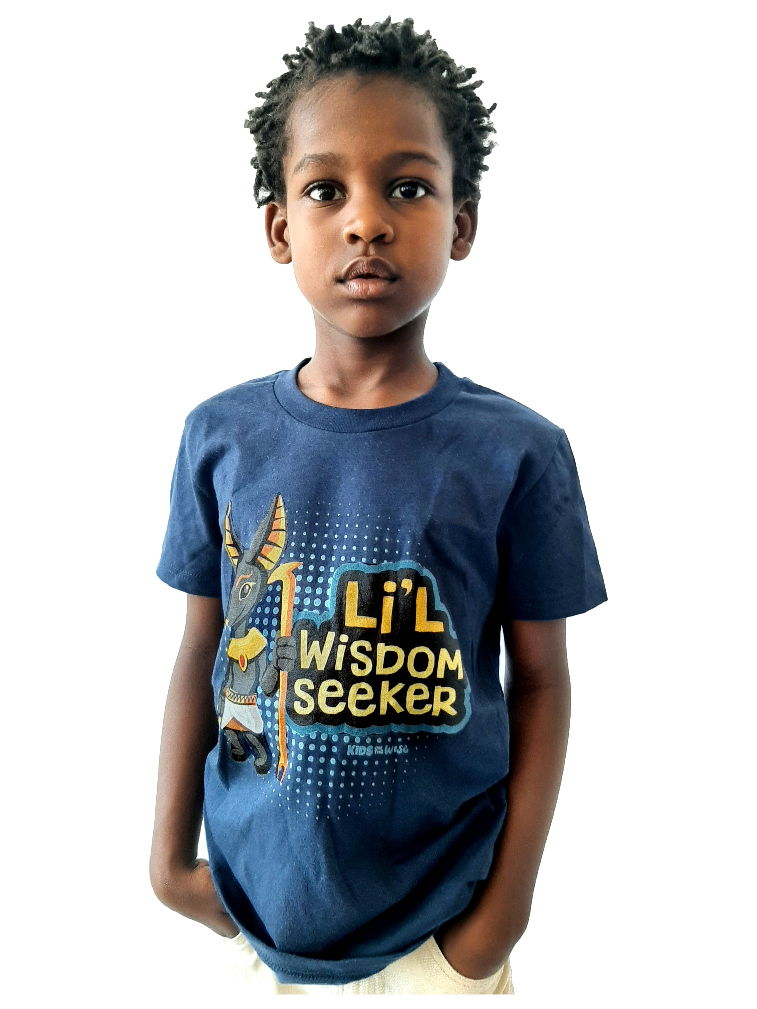 "Li'l Wisdom Seeker" Funny Black Boys and Girls Character T-Shirt ...